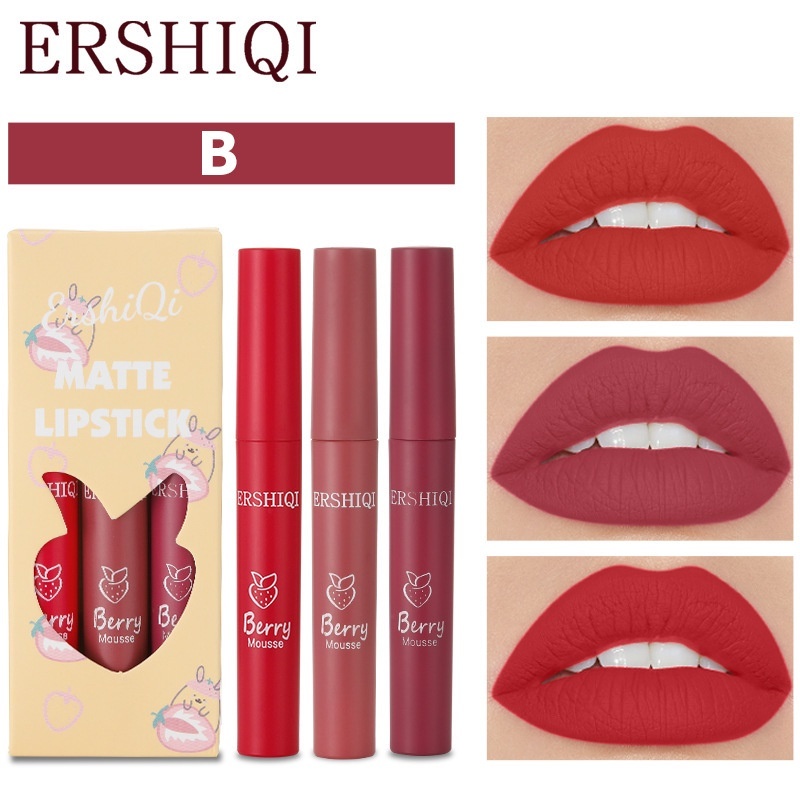 Ershi Qi Lip Gloss Matte Waterproof Not Easy To Fade Lasting Moisturizing Liquid Hot Lipstick ...