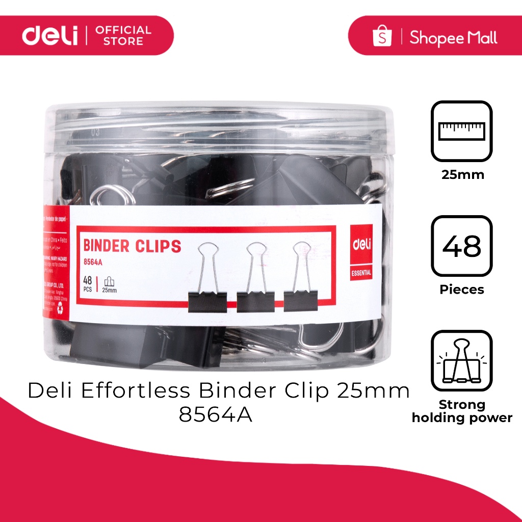 Deli 8564A Effortless Binder Clip 25mm - 1 jar | Shopee Philippines