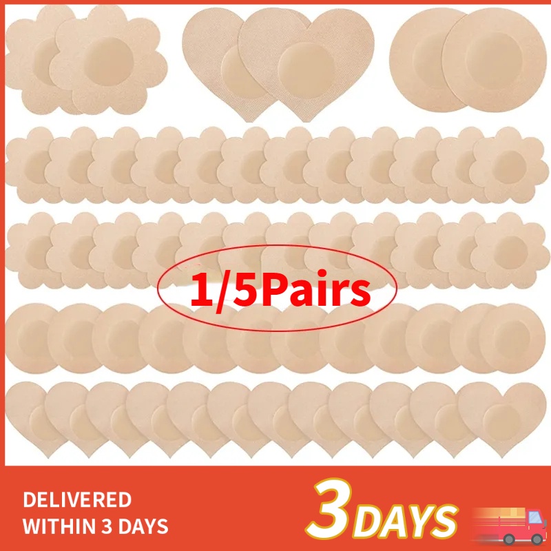 1/5Pairs Women Nipple Cover/Invisible Bra Sticky Chest Nipple Shield ...