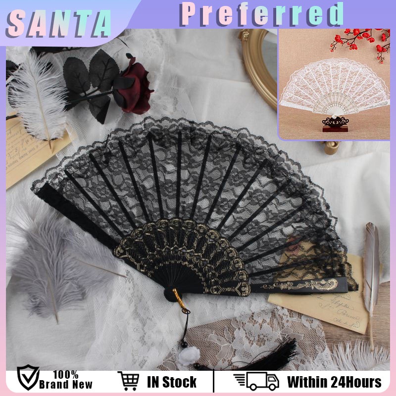 3 Colors Folding Hand Lace Fans Chinese Orchid Fans Wedding Party Dance ...