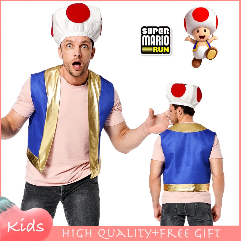 Super Mario Bros Toad Cosplay Costume For Men Adult Party Clothes ...