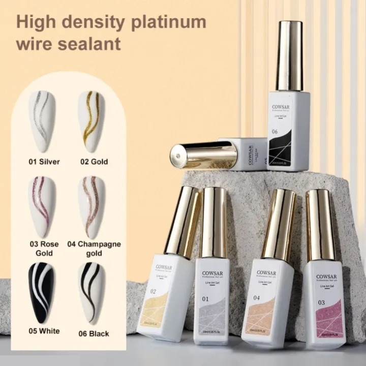 10ml Metal Nail Art Line Gel Nail Polish UV Gel Lacquer Manicure Liner ...