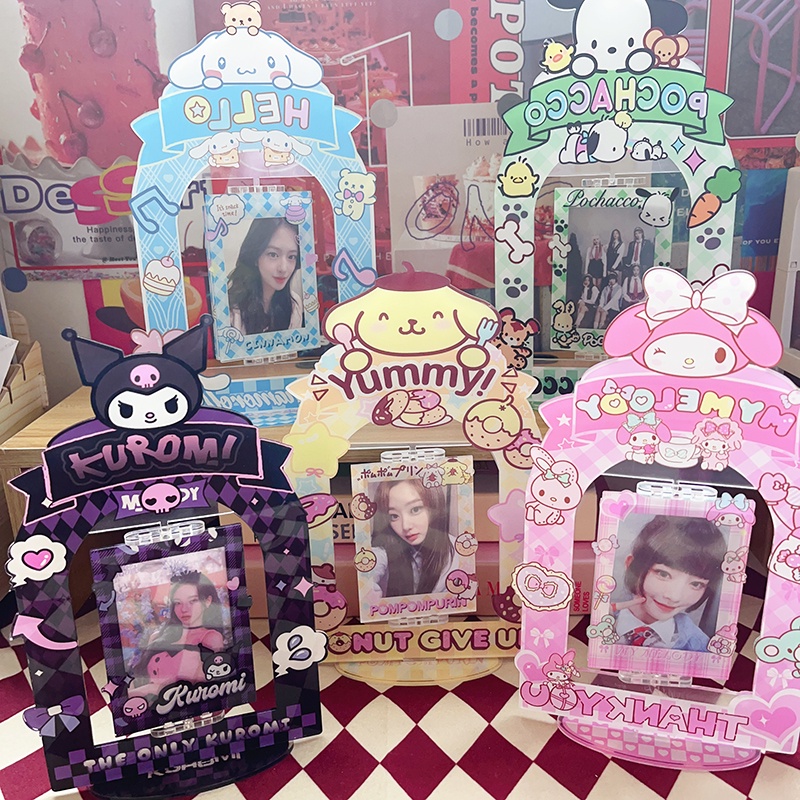 Kawaii Sanrio Rotatable Acrylic Photo Frame Kuromi Melody Cinnamoroll ...