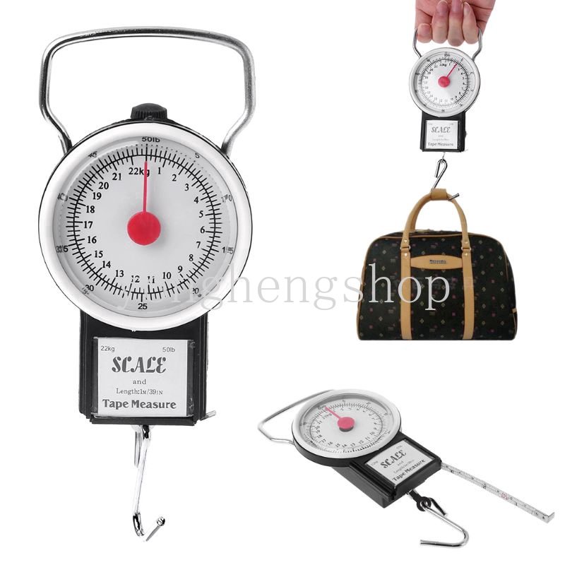 22kg/50lb Portable Hanging Scale with Measuring Tape Fish Hook Spring ...
