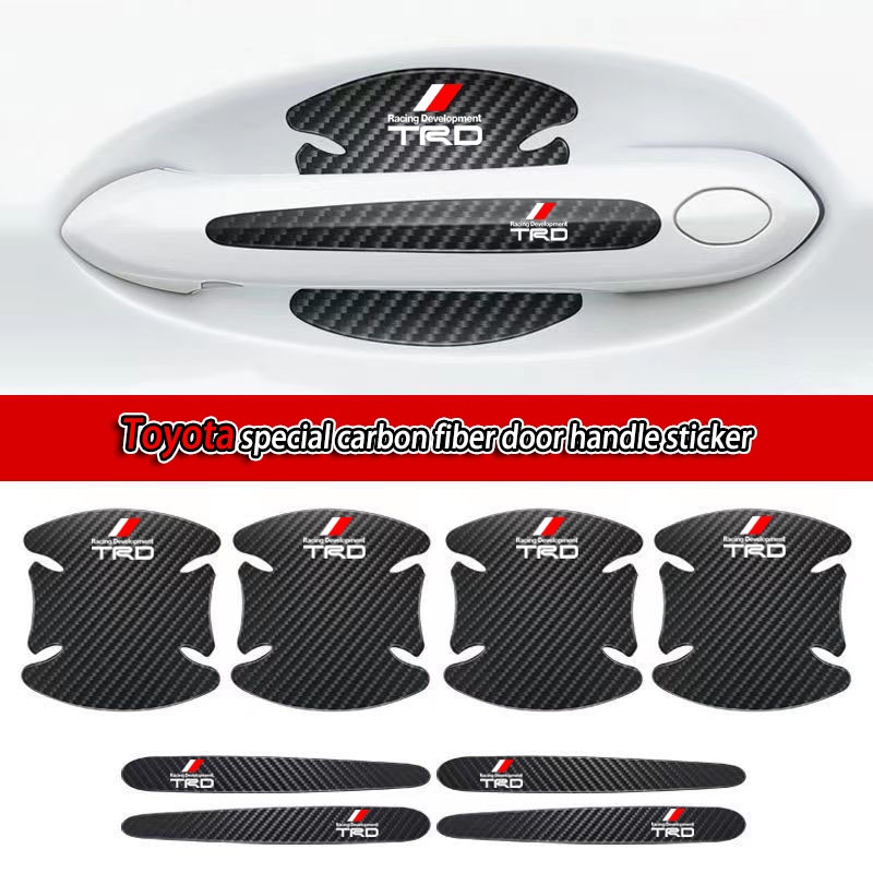 8 Pieces Toyota Gr Gazoo Racing Gr Sport TRD Carbon Fiber Door Handle ...