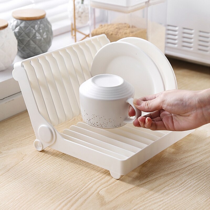 ⭐LDD⭐ Plate Organizer Kitchen Rack Foldable Dish Drainer Drying Plastic ...