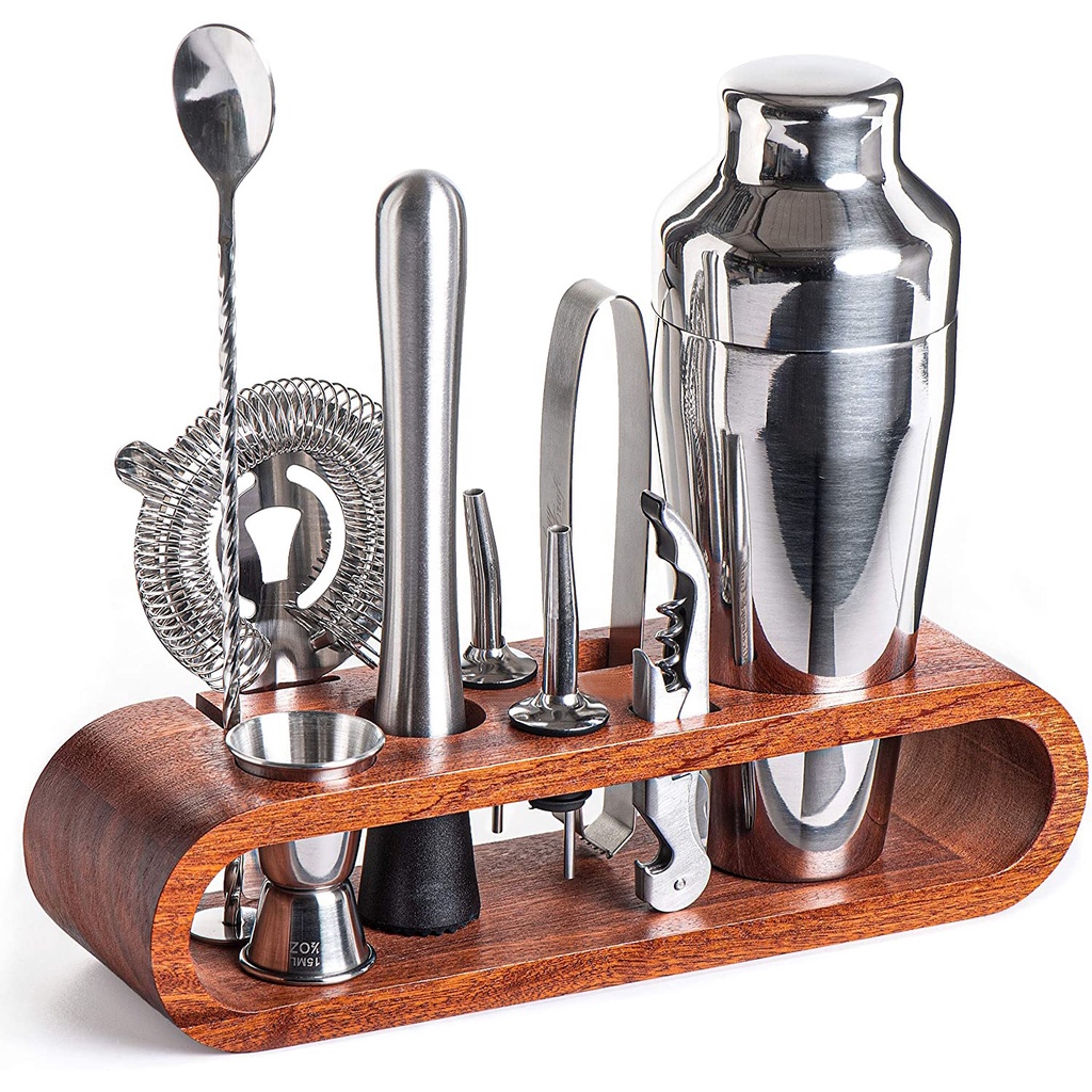 Mixology Bartender Kit 10-Piece Bar Tool Set with Stylish Bamboo Stand ...