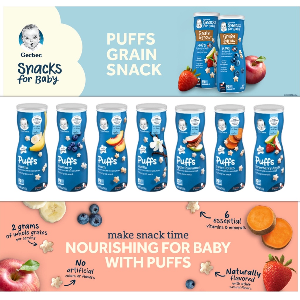 Gerber Puffs Cereal Snack, 8+ Months, 1.48 oz (42 g) | Shopee Philippines