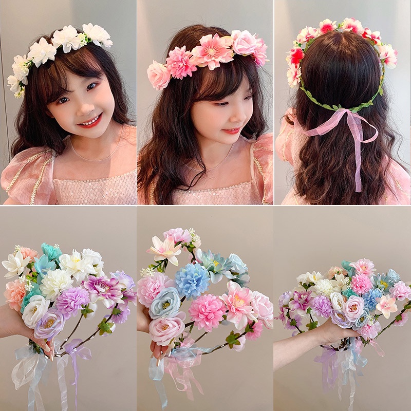 Flower Crowns Headband Girl Bridesmaid Flower Headpieces Hair Band ...