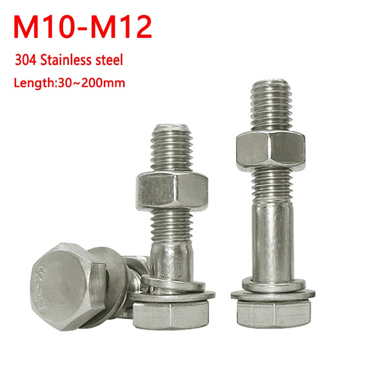M10-M12 Partially Half Thread External Hex Head Screws 304 Stainless ...