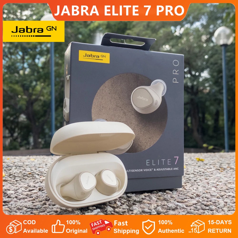 Jabra Elite 7 Pro True Wireless Earbuds with Mic and IP57 Waterproof ANC Noise Isolating Clear ...