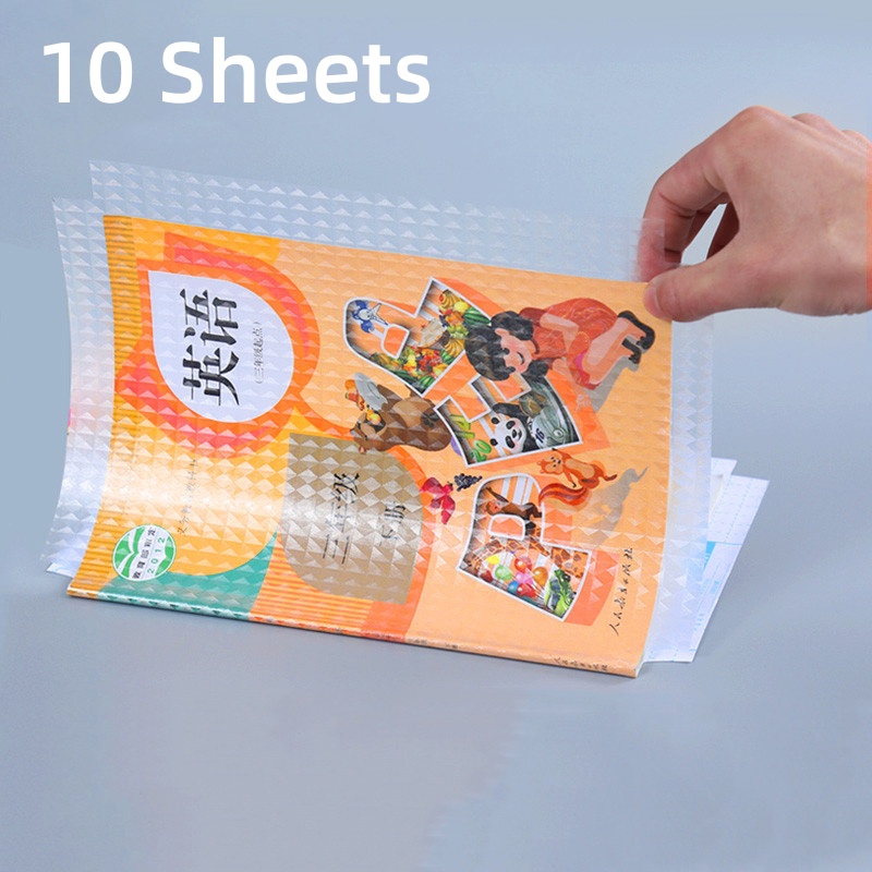 10 Sheets Self-adhesive Book Cover Textbook Protective Covers Plastic ...