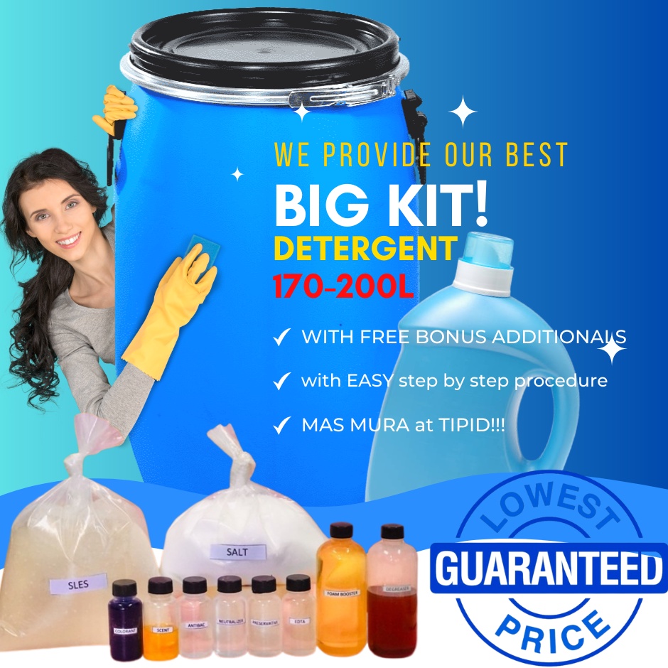 LIQUID DETERGENT BIG KIT 170-200 LITERS YIELD (tins tipid kits) (tins ...