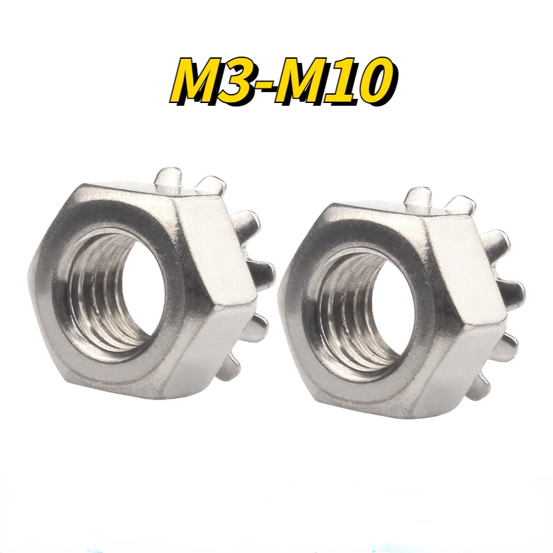 [XNY] 304 Stainless Steel K-Type Hex Nut M3M4M5M6M8 White Zinc Toothed ...
