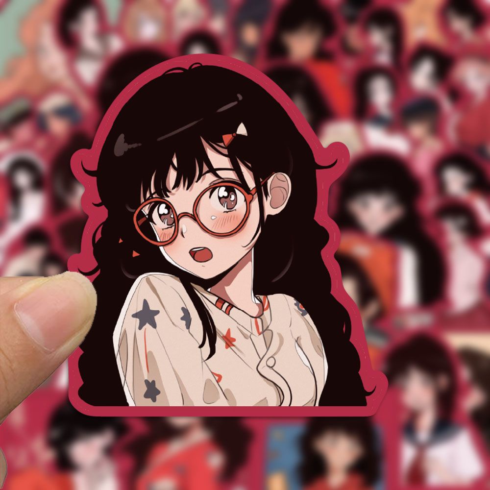 Japanese Showa Girls 49 Sticker with High Beauty Red Dopamine Handnet ...