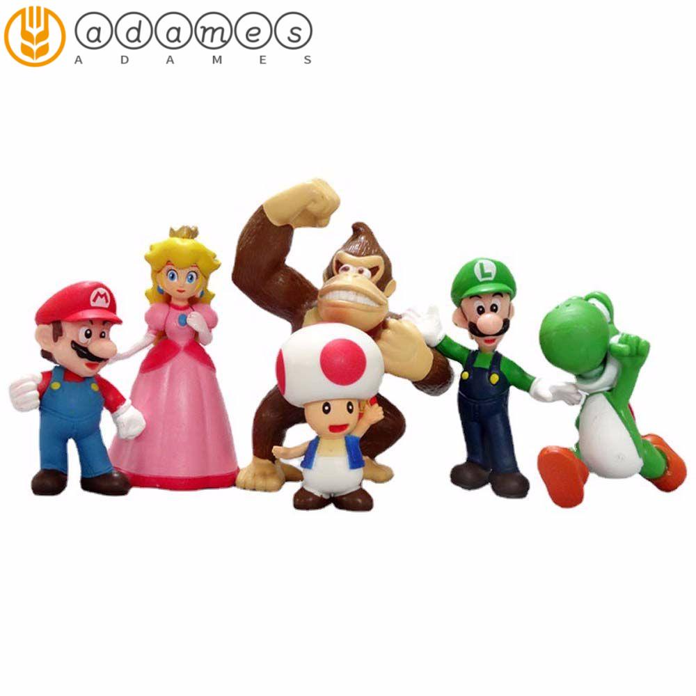 ADAMES Cartoon Action Figurine Cute Super Mario Bros Figure Toys ...