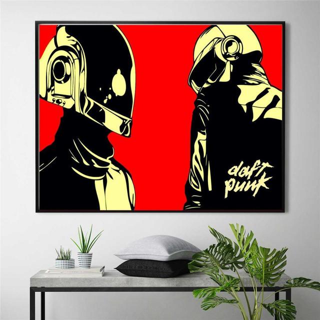 Daft Punk Helmet Mask Music Poster and Print Canvas Art Painting Wall ...