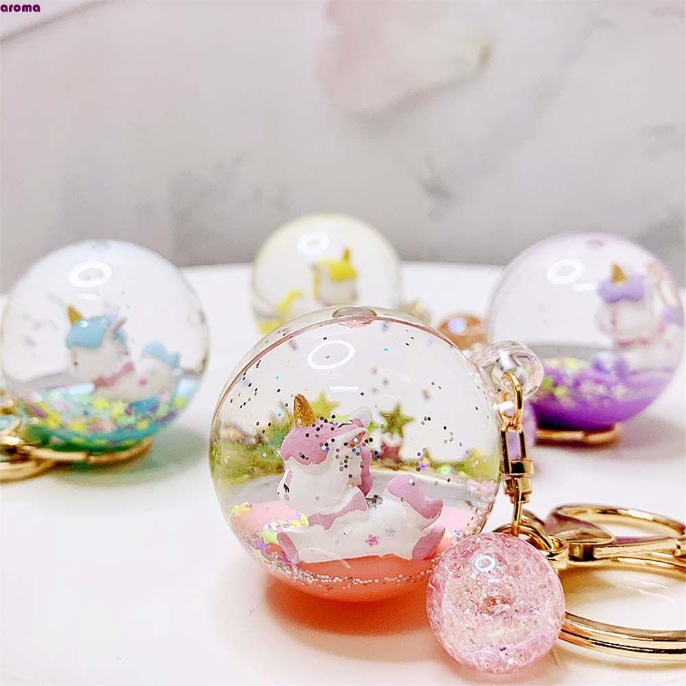 AROMA Crystal Ball Unicorn Keychain Fashion Gifts Key Ring Car Key ...