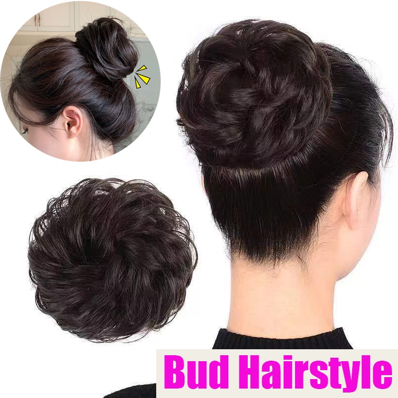 Bud Wig Hair Tie BunHead Hair Rope Fluffy Hair Bud Hair Rubber Band ...
