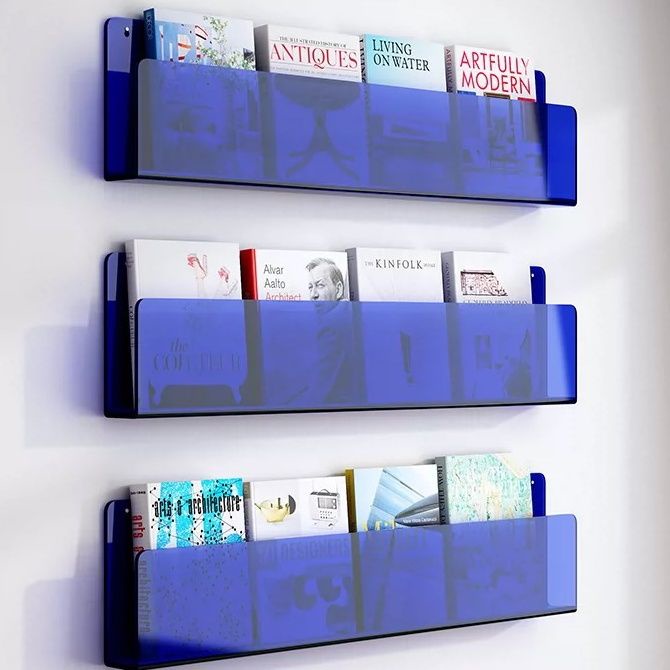 Punch-Free Wall Shelf Picture Book Shelf Acrylic Magazine Rack Wall ...