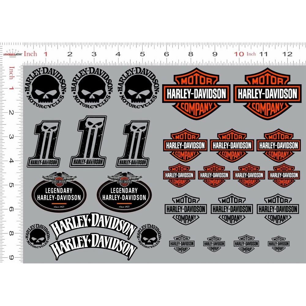 Harley-Davidson Stickers Decals Skull Logo Number One Shield Quality ...