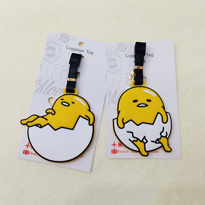 Cartoon Cute Egg Yolk Lazy Eggman Luggage Tag Suitcase Backpack Check ...