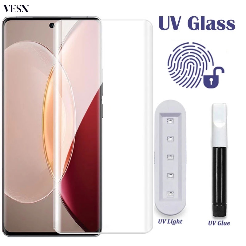 UV Liquid Glue Full Tempered Glass Screen Protector Film For VIVO V30 V29 V27 V25 V23 X200 X100 ...