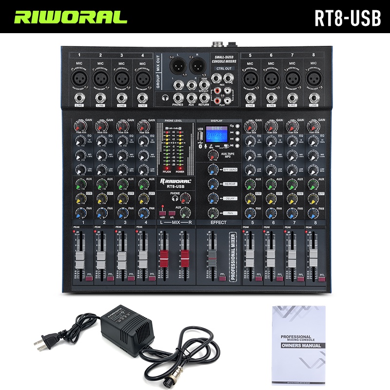 Audio Mixer 8 Channel audio interface Player Recording USB 12 Channel ...