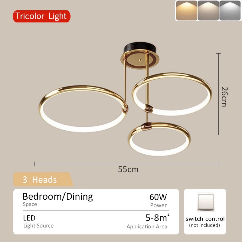 Modern Chandelier Ceiling Light for Living Room Tri Color Hanging ...