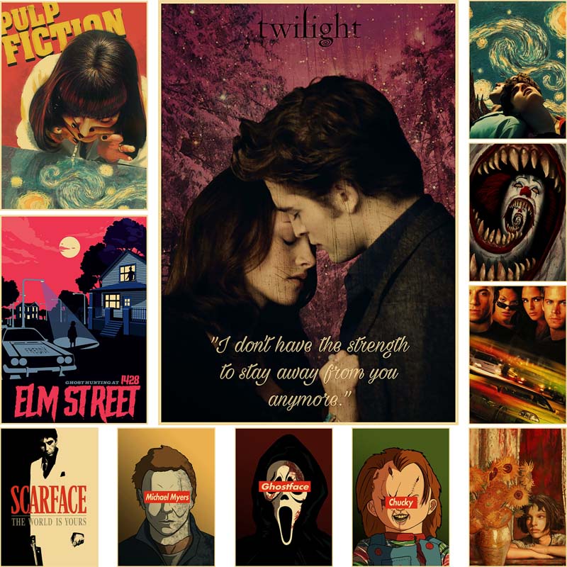 Classic Horror Movie Ghostface Chucky Posters Retro Kraft Paper ...
