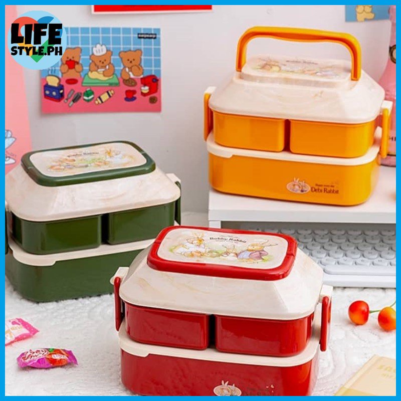 LS Double compartment children's lunch box Portable lunch box Food ...
