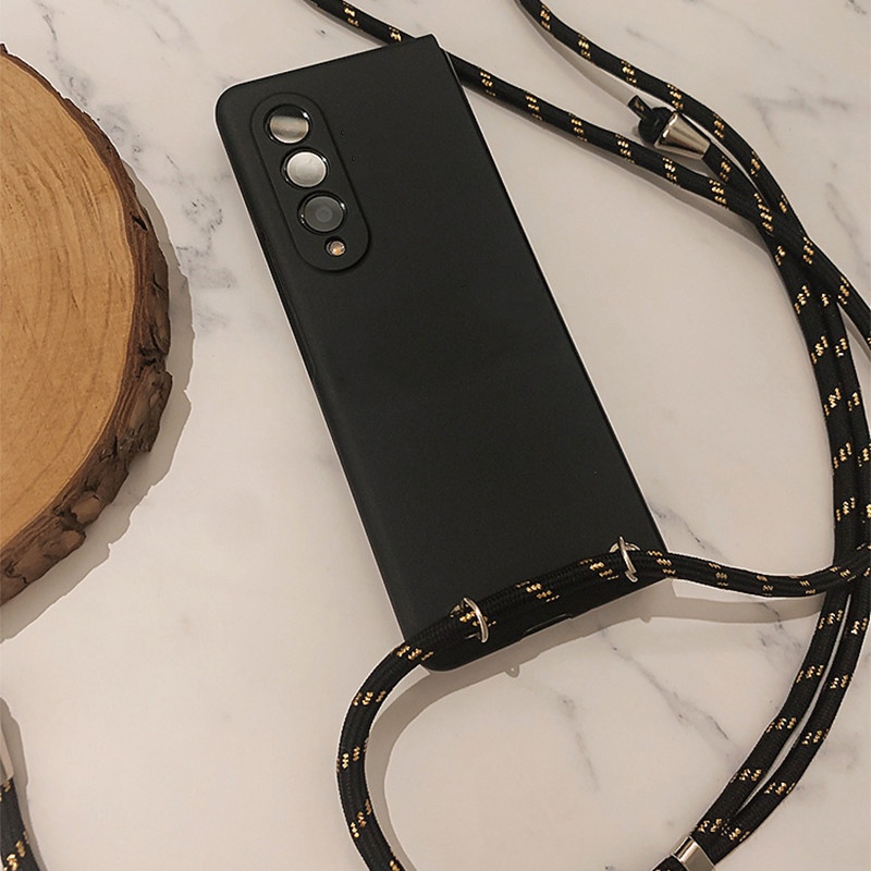 Luxury Fashion Weave Long Crossbody Lanyard Folding Black Matte Skin ...