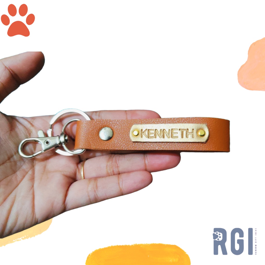 Personalized Leather Keychain (Hook and ring) [RGI2] | Shopee Philippines