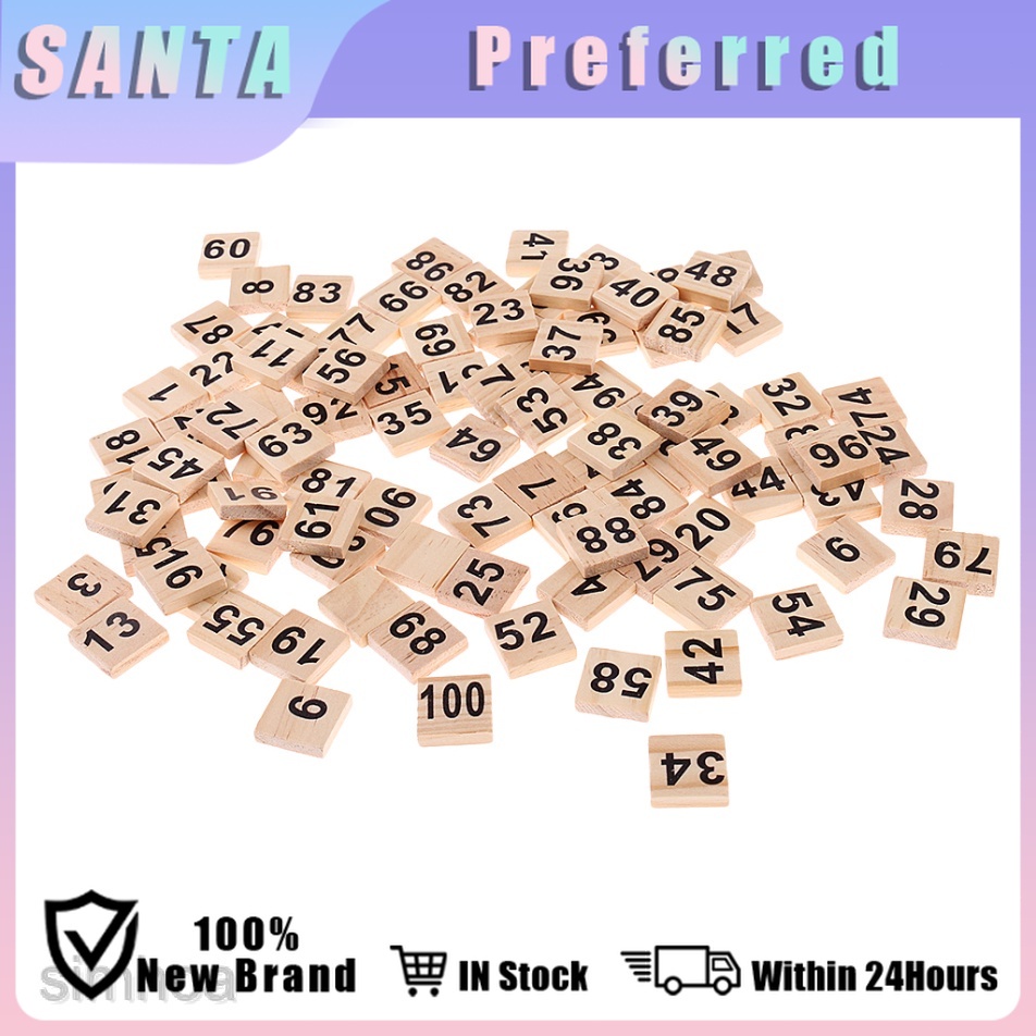 100PCs 1-100 Wooden Number Tiles For Students Learn Numbers Wood Chips ...