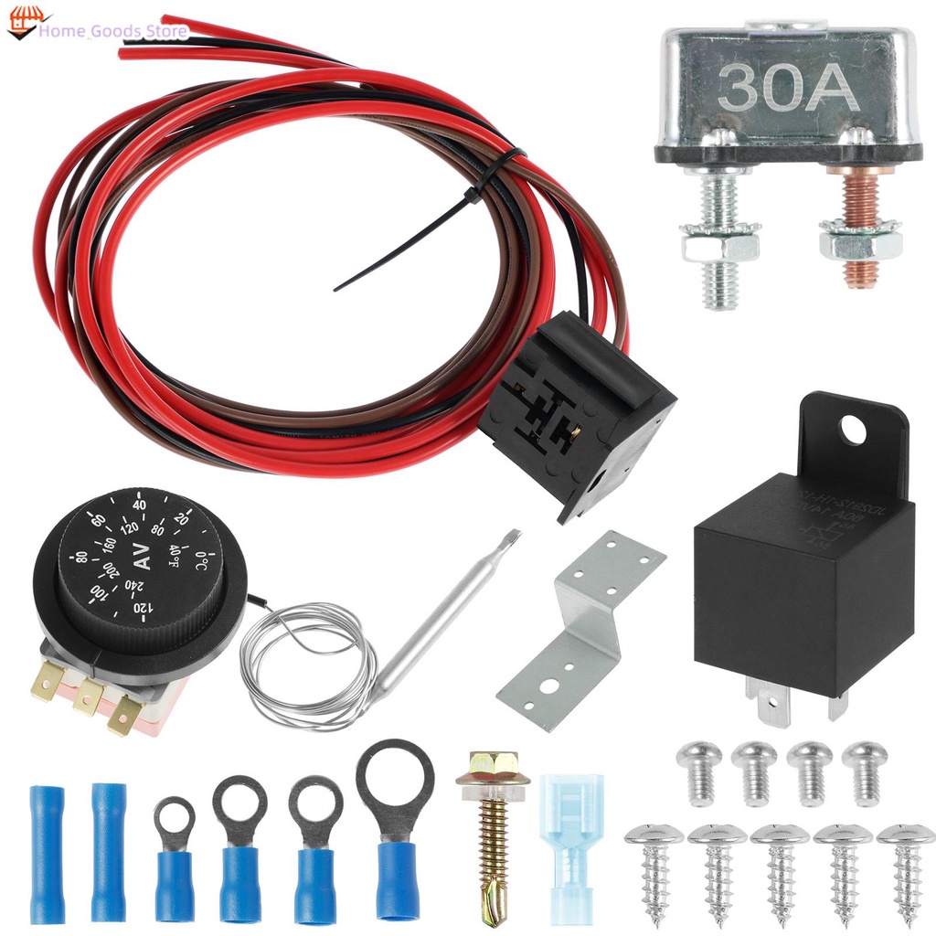 Electric Radiator Fan Thermostat Controller Kit 12V Adjustable Electric ...