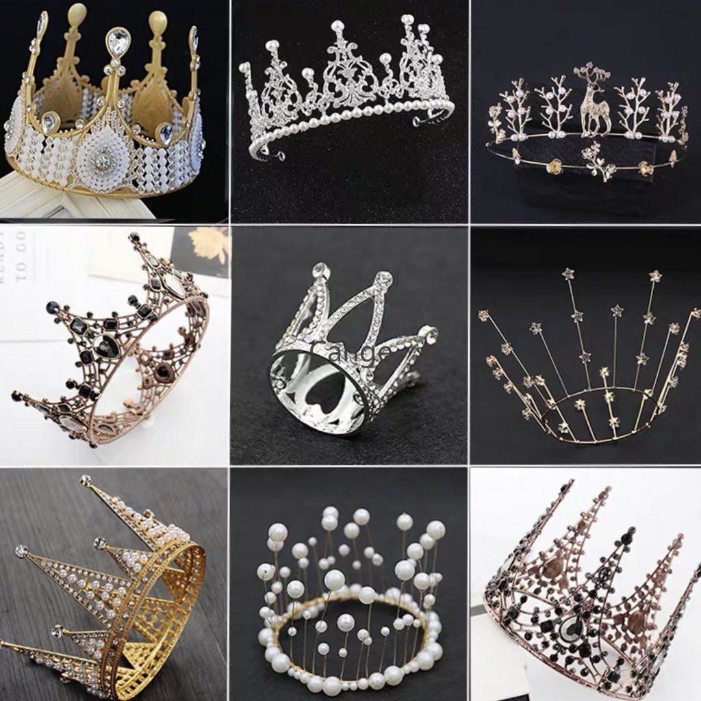 Crown Cake Top/Decoration Shiny Gold and Silver Pearl Crown Birthday ...