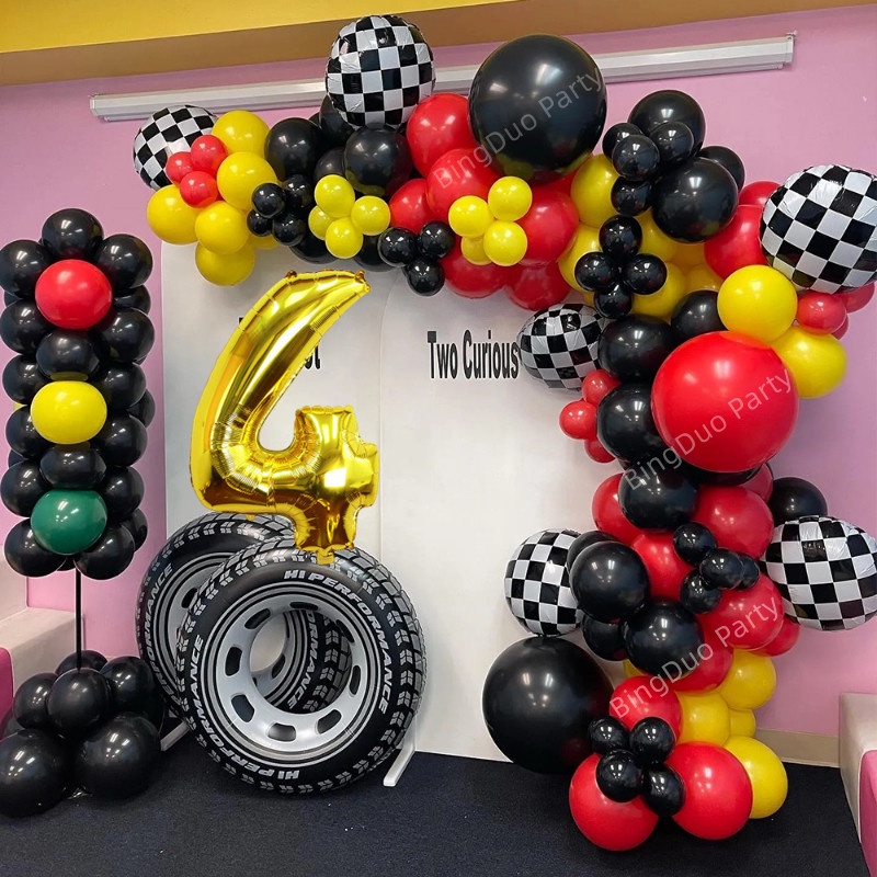 78pcs Racing Theme Party Decorations Red Black Latex Balloon 32"Red ...