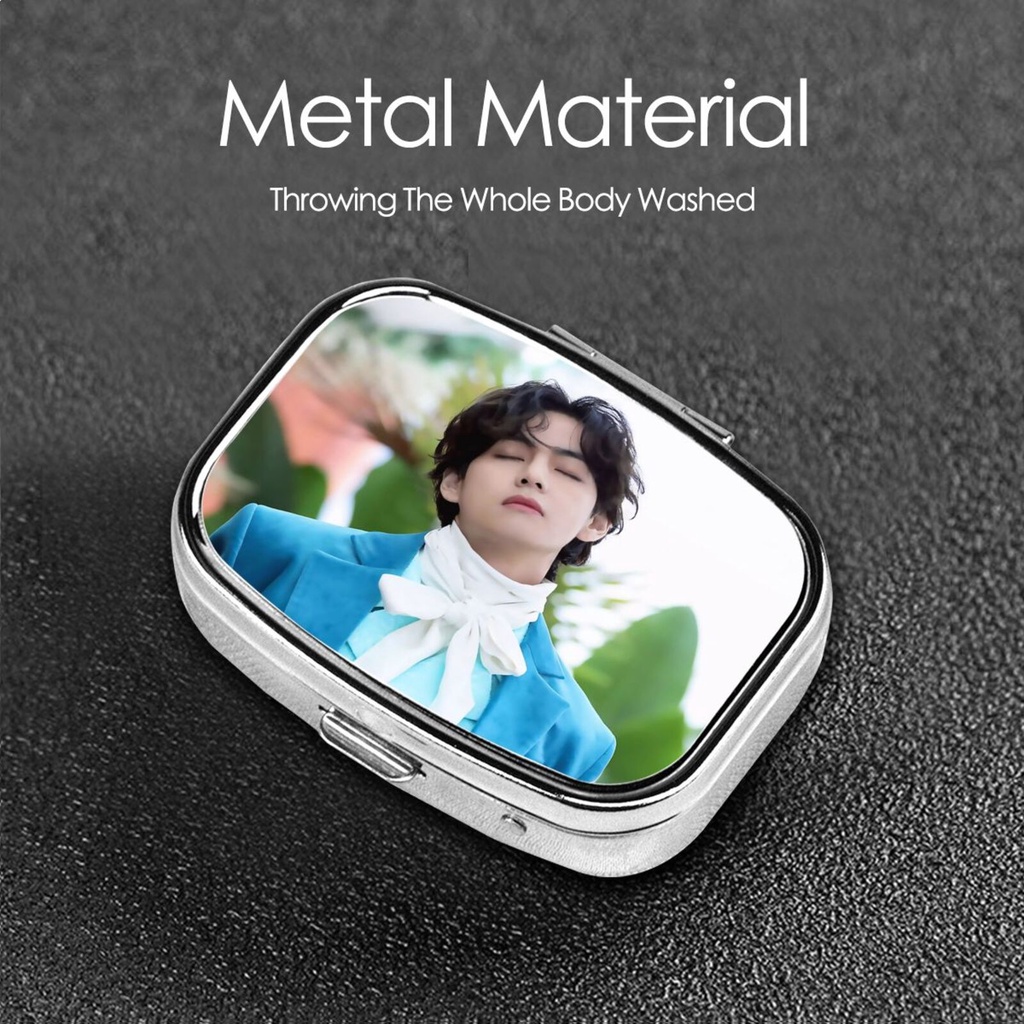 BTS V Taehyung Custom Fashion Square Pill Box Decorative Metal ...