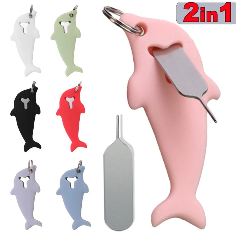 2 In 1 Dolphin Shape Mobile Phone Ejecting Pin Anti-Lost Sim Card Pin ...