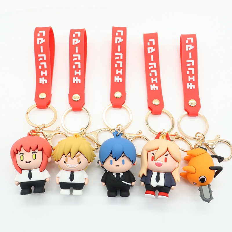 Anime Chainsaw Man Dolls Keychain Cartoon 3D Figure Pochita Makima ...