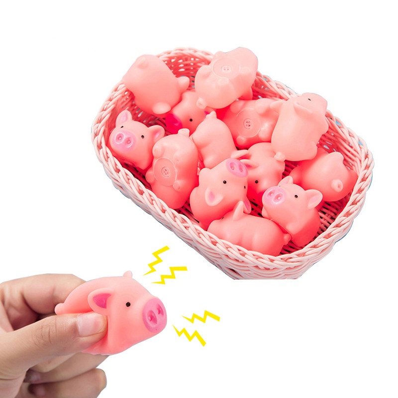 2/5/10pcs Cute Pet Toys Cute Pink Pig Squeeze Squeaky Chew Interactive ...