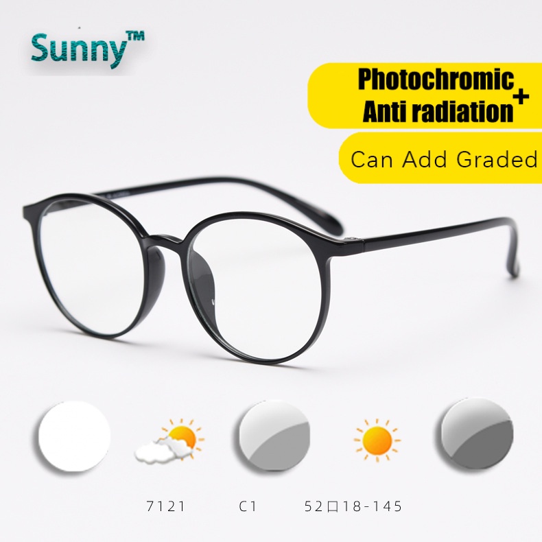 Photochromic Anti Radiation Eye Graded Glasses For Women Men Index 1.56 ...