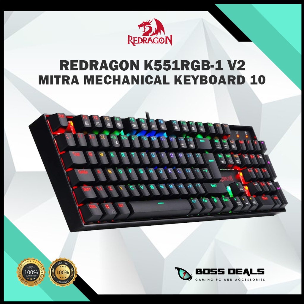 Redragon Mitra K551RGB-1 V2 Mechanical keyboard 104 keys - Blue switch | Shopee Philippines