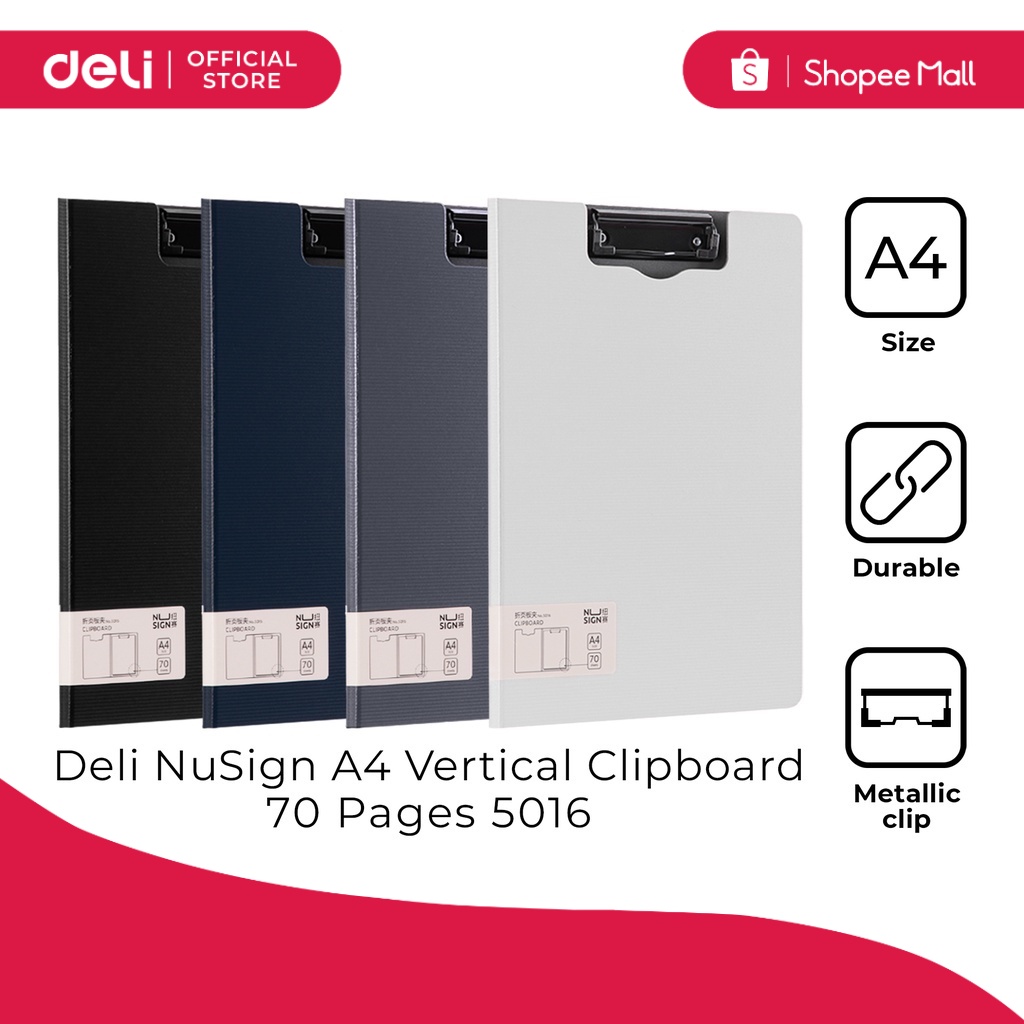 Deli 5016 NuSign A4 Vertical Clipboard 70 Pages 795016 | Shopee Philippines