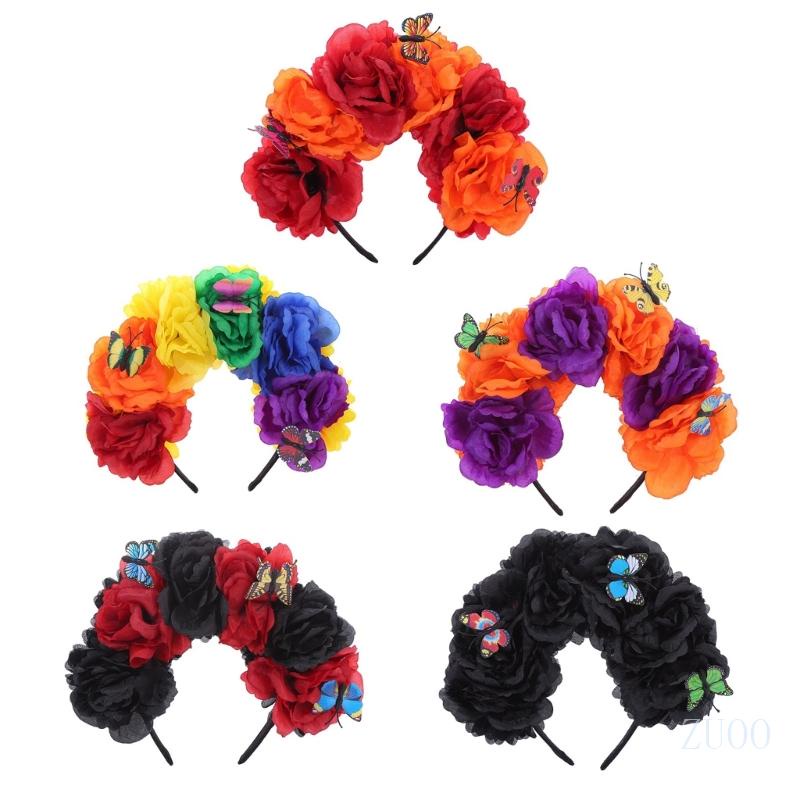 ZUOO Mexicans Flower Crown Headband Halloween Party Costume Accessory ...