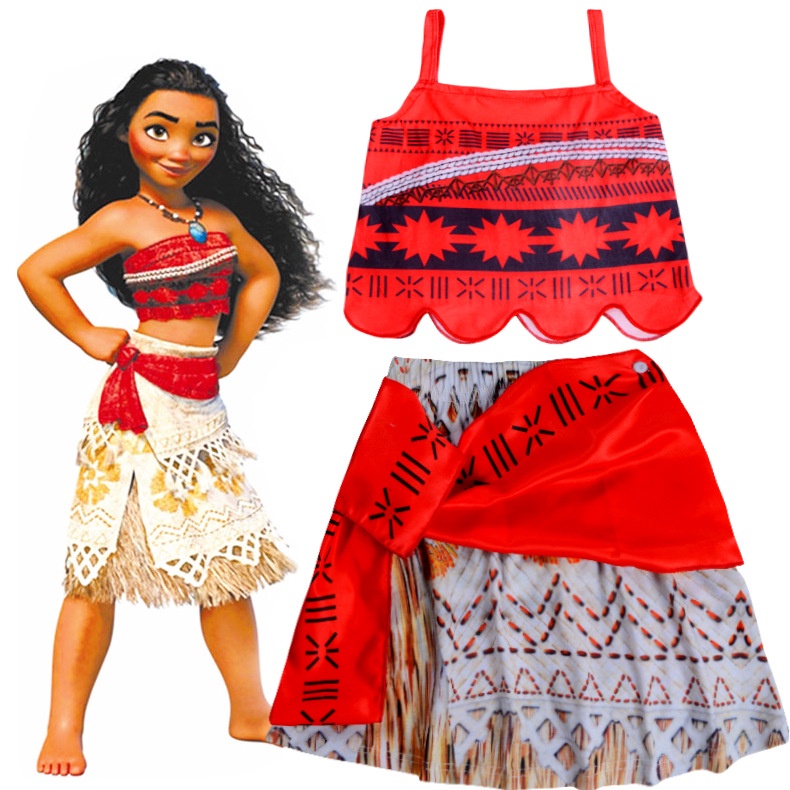 Moana Dress SET Kids Cosplay Girls Clothes Princess Vaiana Dress ...