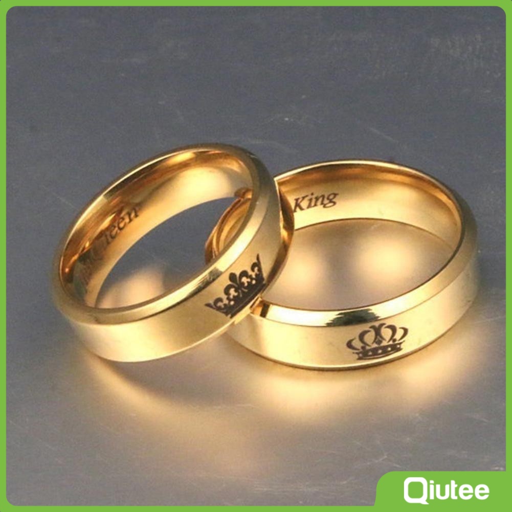 King and Queen Golden Ring Lovers Ring His Queen Her King Ring Titanium ...