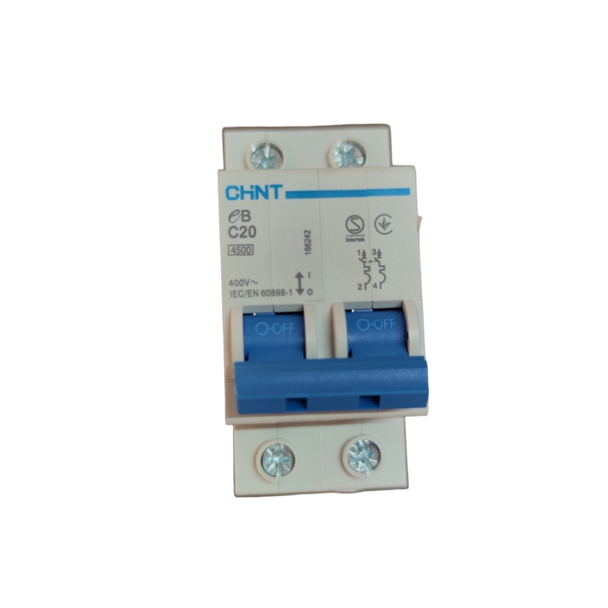 CHINT 20A 2Pole Miniature Circuit Breaker 4.5 KAIC 220V DIN Rail Type MCB - EB2PC204.5KA ...