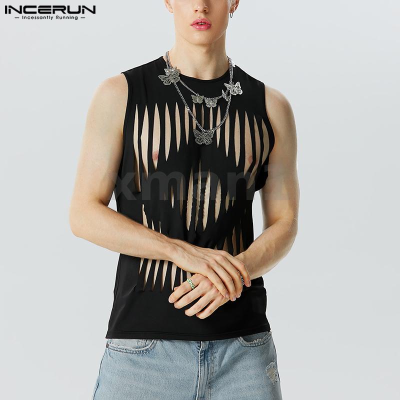 XMAN INCERUN Men's Fashion Burnt Diamond Sleeveless Tank Top | Shopee ...