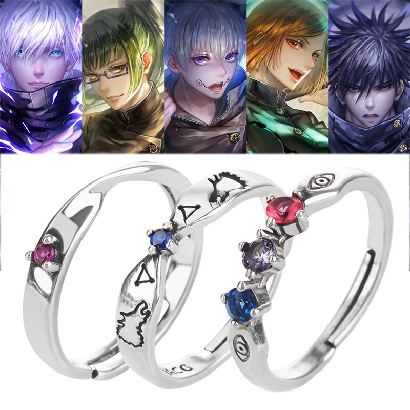 Jujutsu Kaisen Gojo Satoru Rings Anime Figure Style Open Adjustable ...